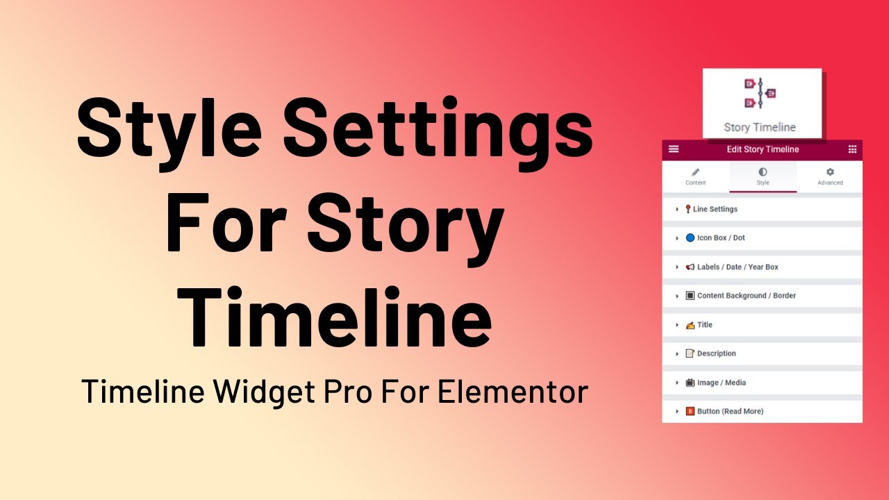 Timeline Widget Pro For Elementor −Style Settings For Story Timeline ...