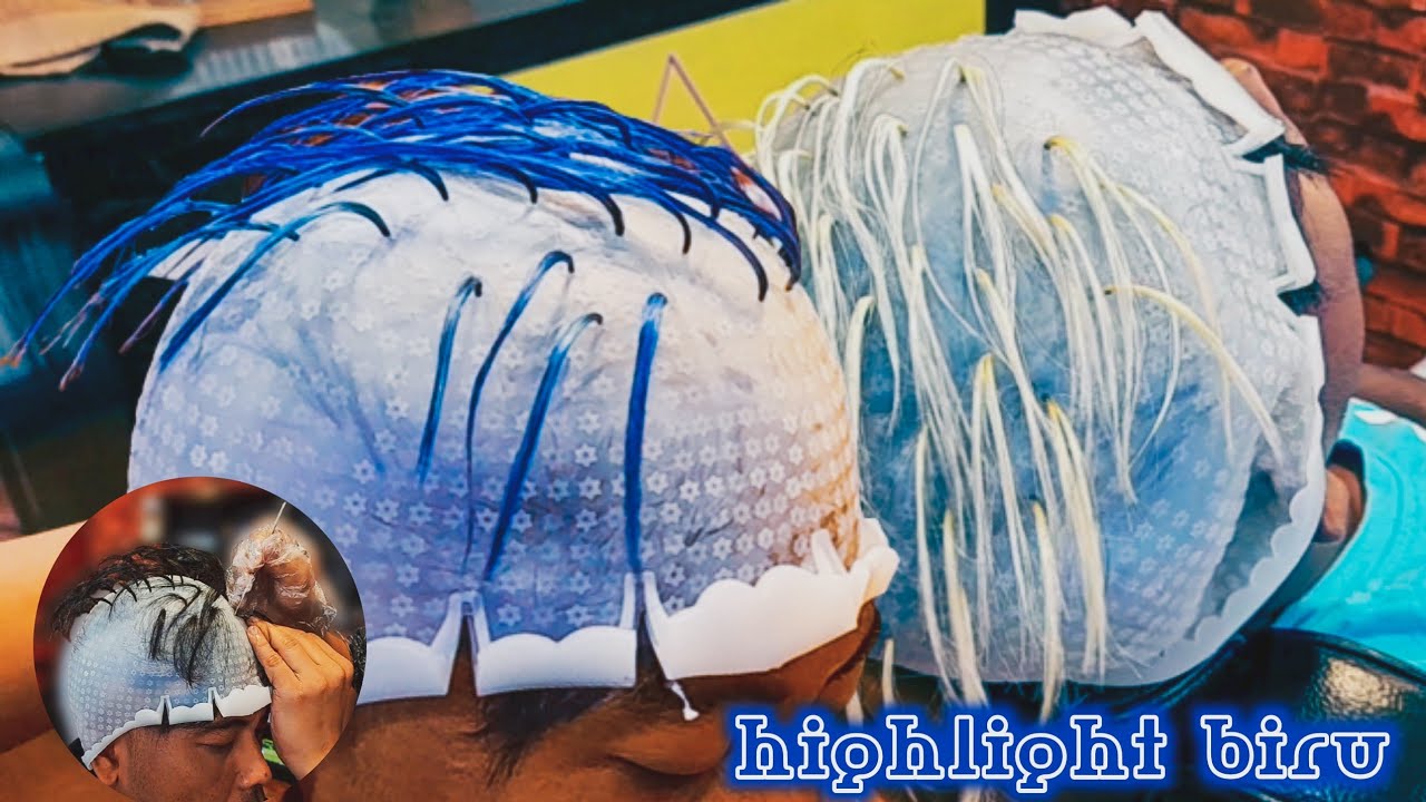 semir rambut biru highlights, cat rambut biru jarang jarang - YouTube