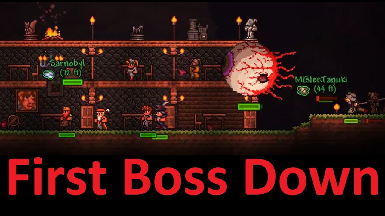 First Boss Down -Terraria Multiplayer #2 - YouTube