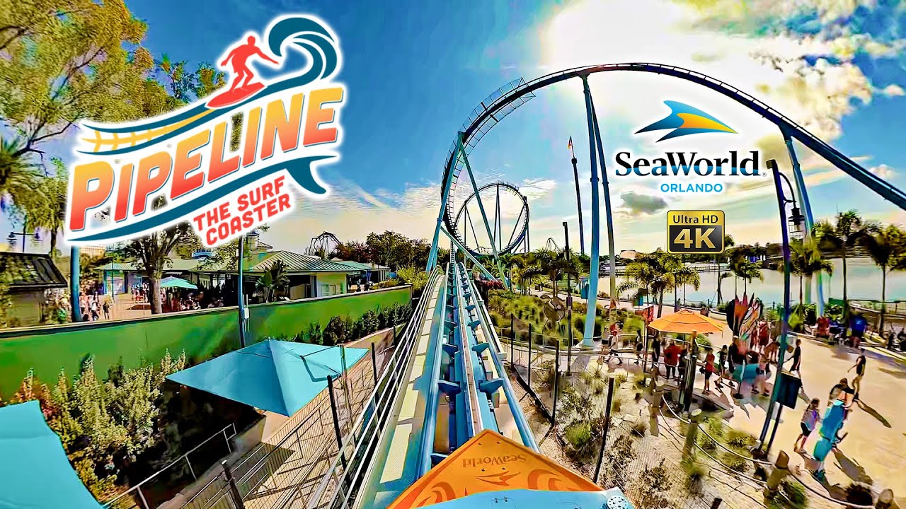 Pipeline The Surf Coaster On Ride Front Seat 4K POV SeaWorld Orlando ...