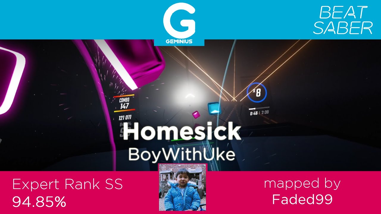 Homesick - BoyWithUke | Beat Saber [Expert Rank SS 94.85%] - YouTube Music