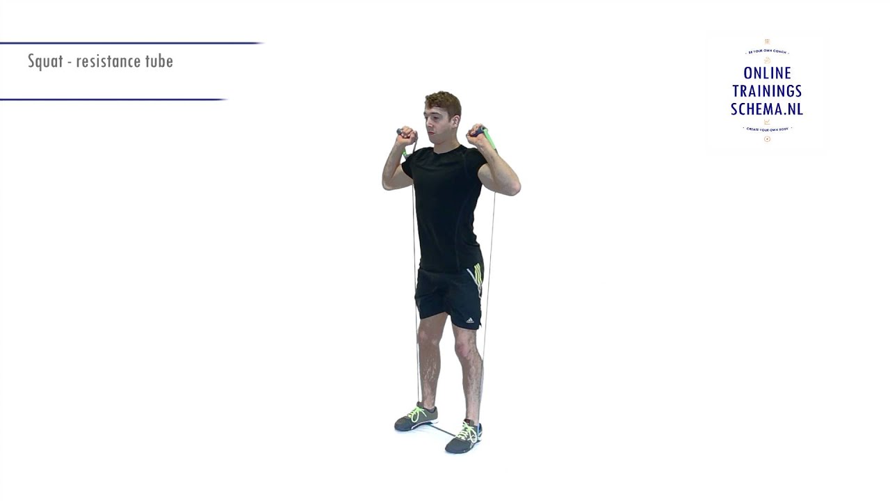 Squat - Resistance tube - Onlinetrainingsschema.nl - YouTube