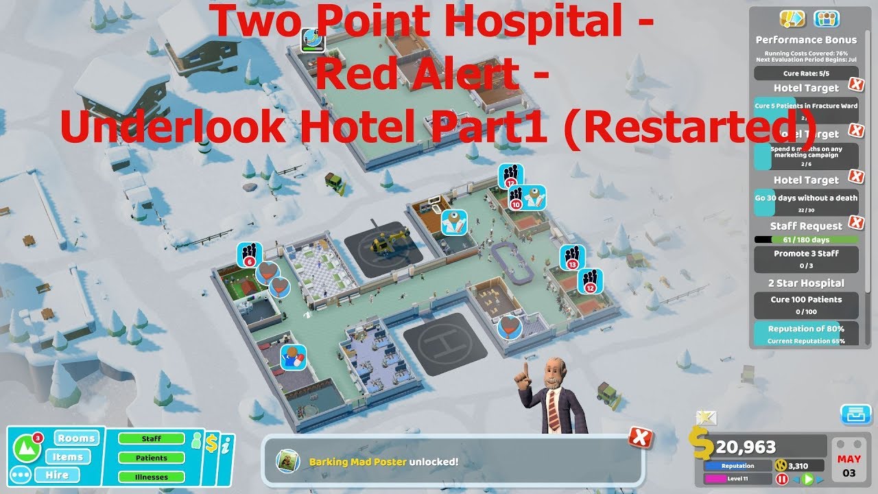 Two Point Hospital - Red Alert - Underlook Hotel Part1 Restarted - YouTube