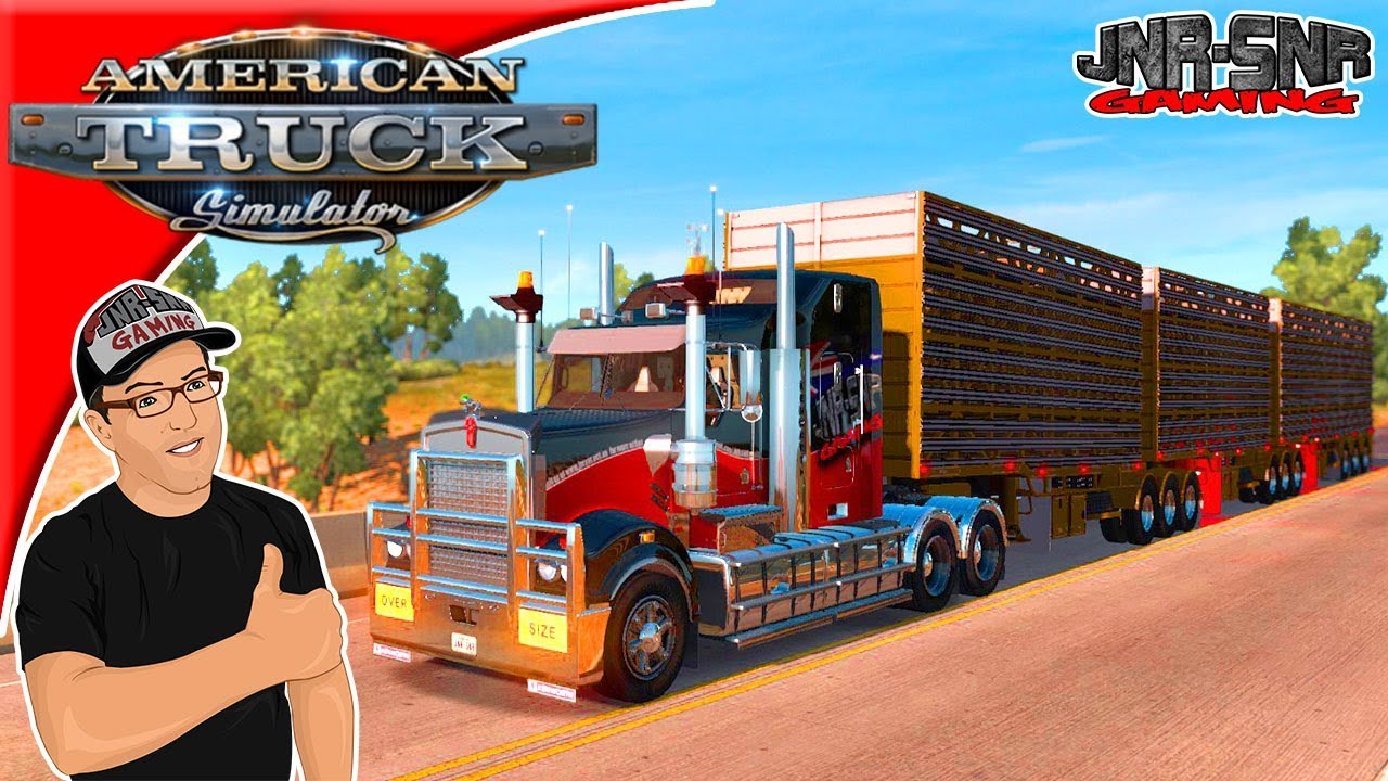 American Truck Simulator mods Kenworth T908 Aussie Cattle Trailer Road ...