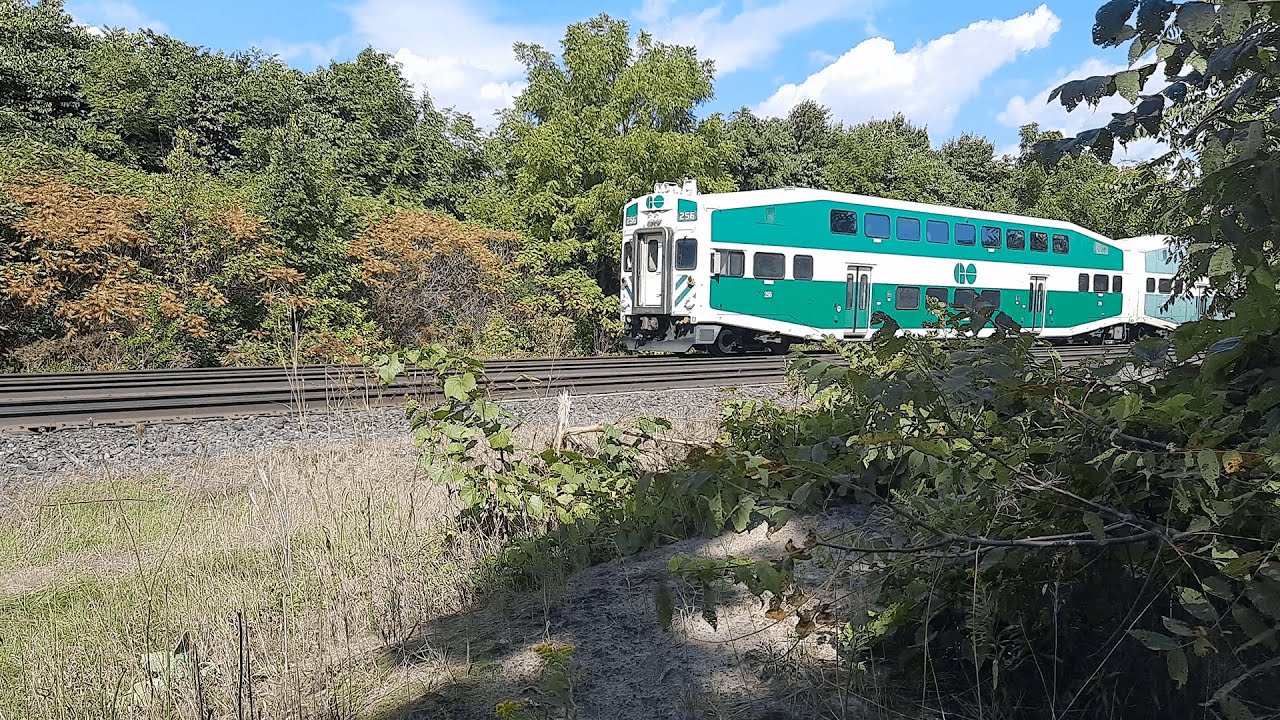 Old cab car! GO Train MP40 602 with old cab car 256 at Shawnmarr Park ...