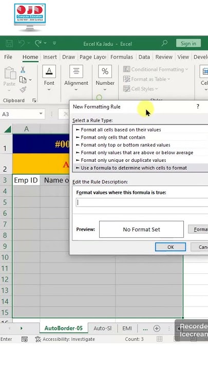 Automatic Border Excel | Excel Magic | OJD Computer Education | YouTube | #shorts #shortsvideo ...