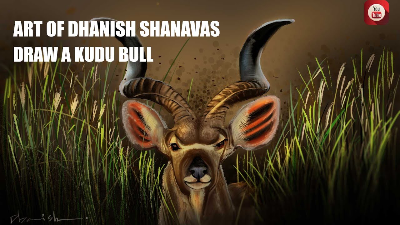 DRAW A KUDU BULL | DIGITAL DRAWING | ART OF DHANISH SHANAVAS - YouTube