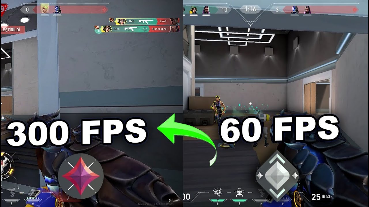 60 FPS'den 300 FPS'ye geçen valorant playeri nasıl gözükür - YouTube