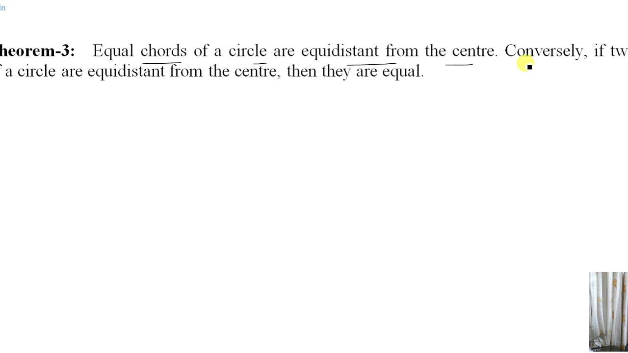 3-Equal chords of a circle are equidistant from the centre. - YouTube