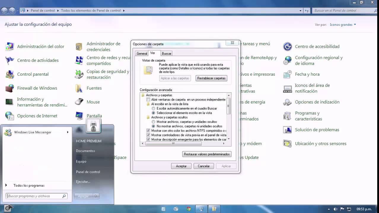 tutorial de opciones de carpeta en windows 7 - YouTube