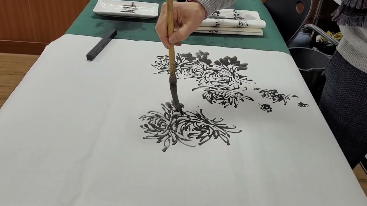 문인화 먹그림 사군자 국화 그리기 감상하기 Youtube