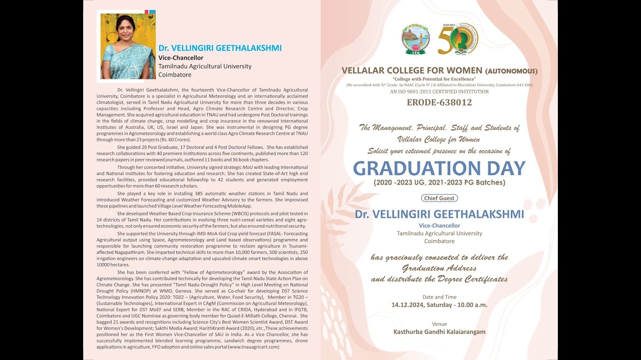 Graduation Day - 14.12.2024 (UG -2020-2023 & PG - 2021-2023 Batches ...