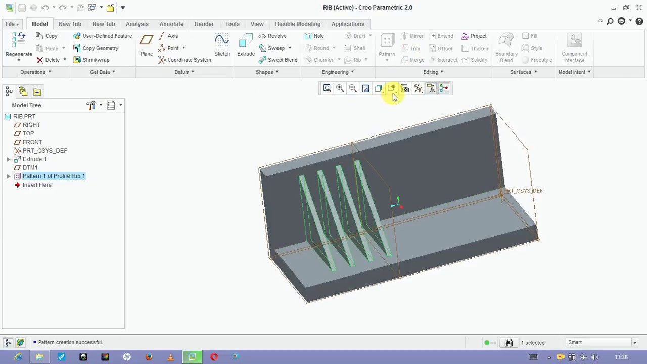 Rib command in creo parametric - trajectory rib and pattern of rib in ...