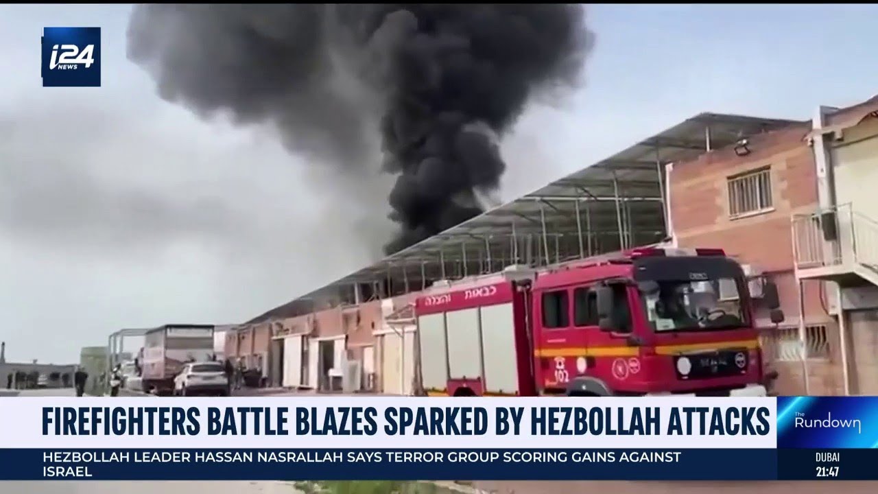 Firefighters battle blazes sparked by Hezbollah attacks - YouTube