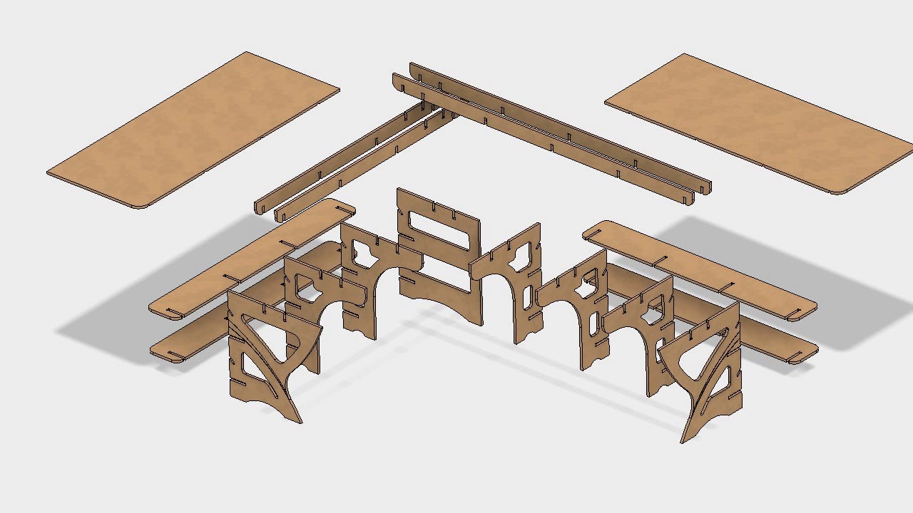 Assembly animation of flat-pack corner table - YouTube