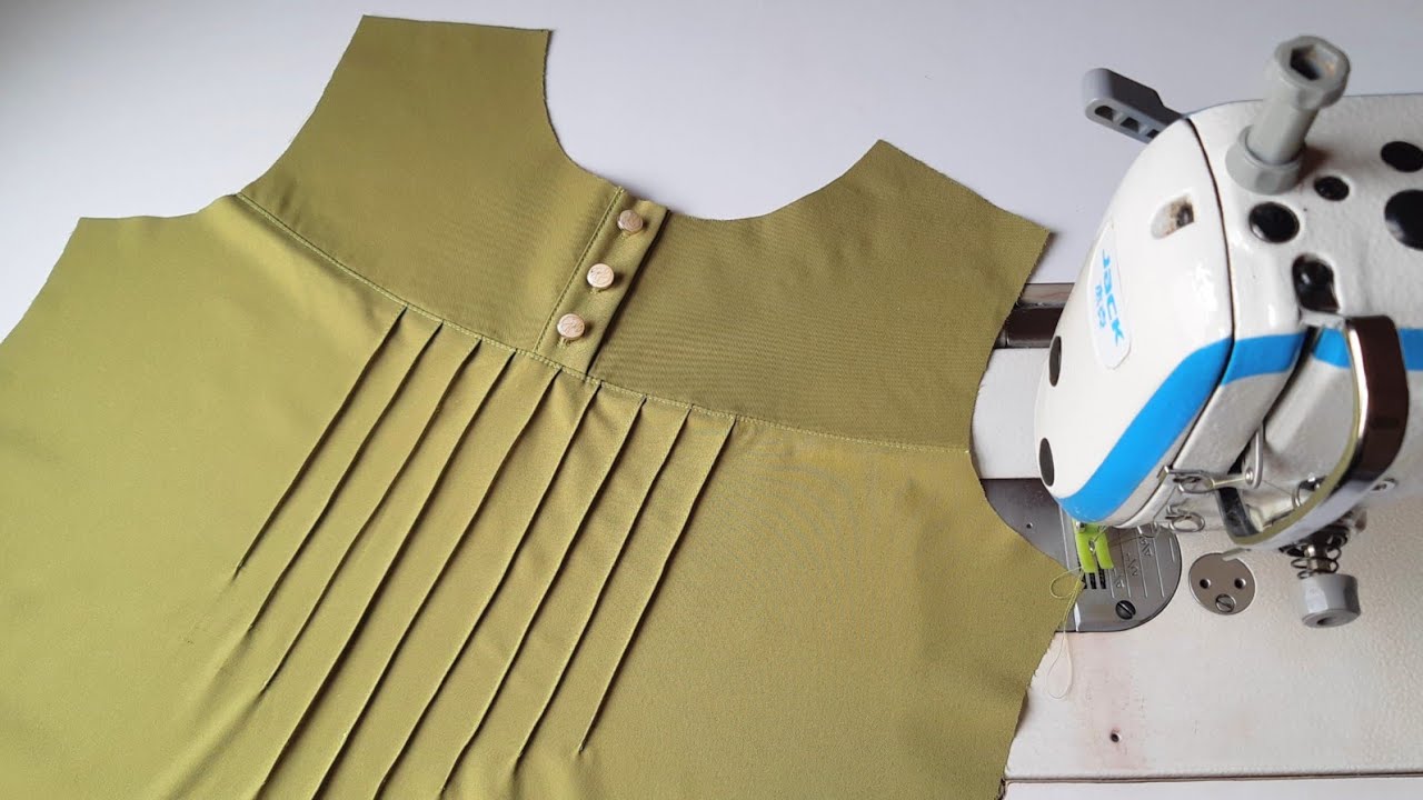 The best way for sewing and neck design Very easy with pin tucks - YouTube
