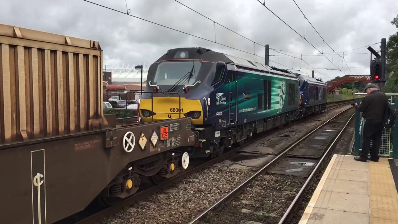 (HD) DRS class 68001+68028 creep though St. Peter's metro station on ...