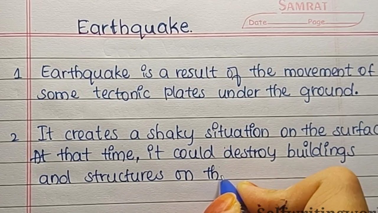 10 lines on Earthquake in English || Earthquake #selfwritingworld - YouTube