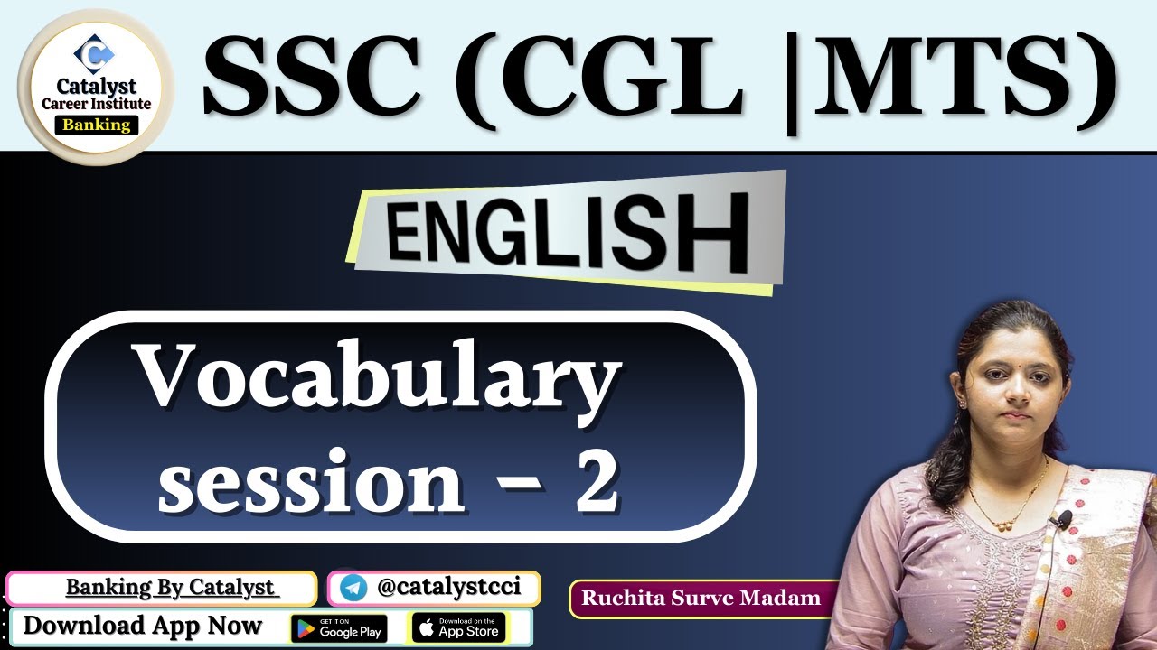 Vocabulary session - 2 | English | SSC | CGL | By - Ruchita Surve Madam ...
