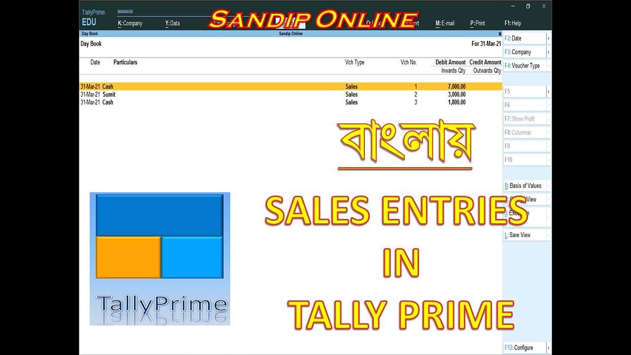 Sales Entries In Tally Prime / Create Sales Voucher/Entries/Bill ...