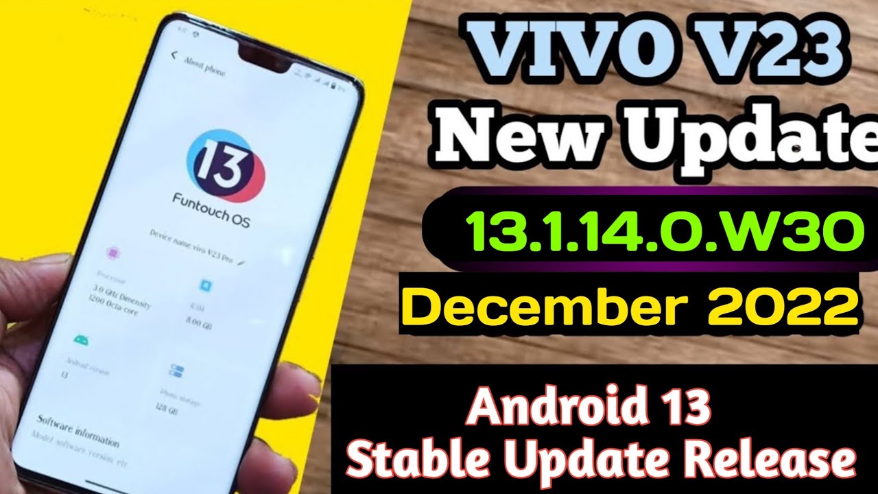 Vivo V23 New Update December 2022 | Vivo V23 Android 13 Stable Update ...