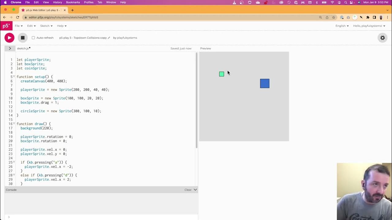 p5.play 3 - Detecting Collisions - YouTube