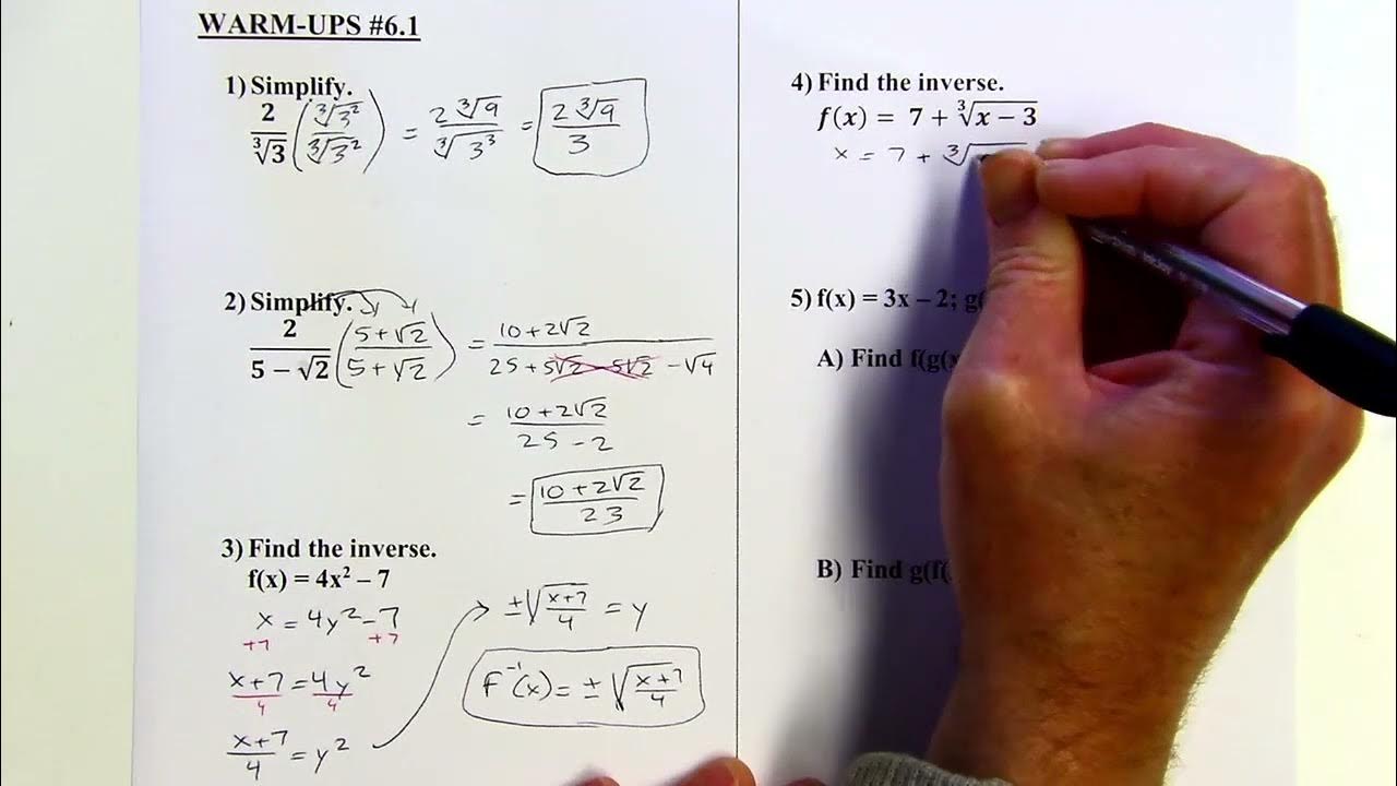 Algebra 2 - Warm-up #6.1 - YouTube