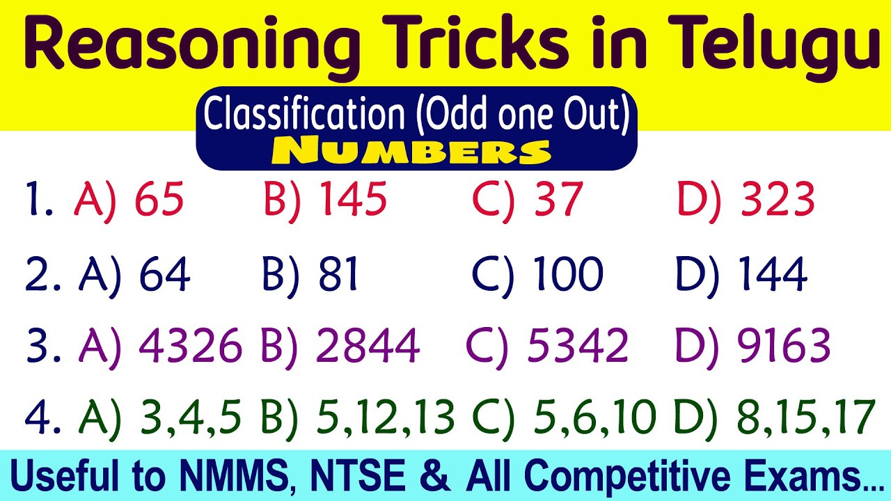 Classifications (Odd one Out) - Numbers I Best Reasoning Tricks I ...