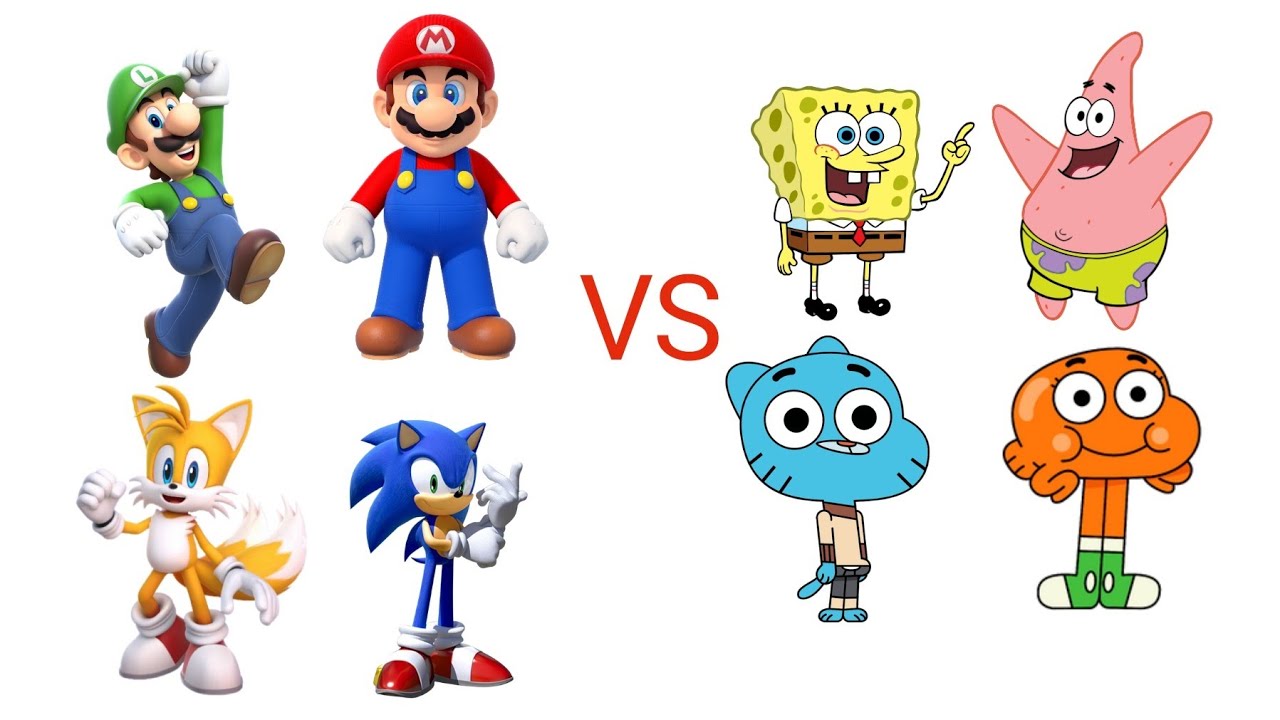 mugen sonic/tails/mario/luigi vs spongebob/patrick star/gumball/darwin ...