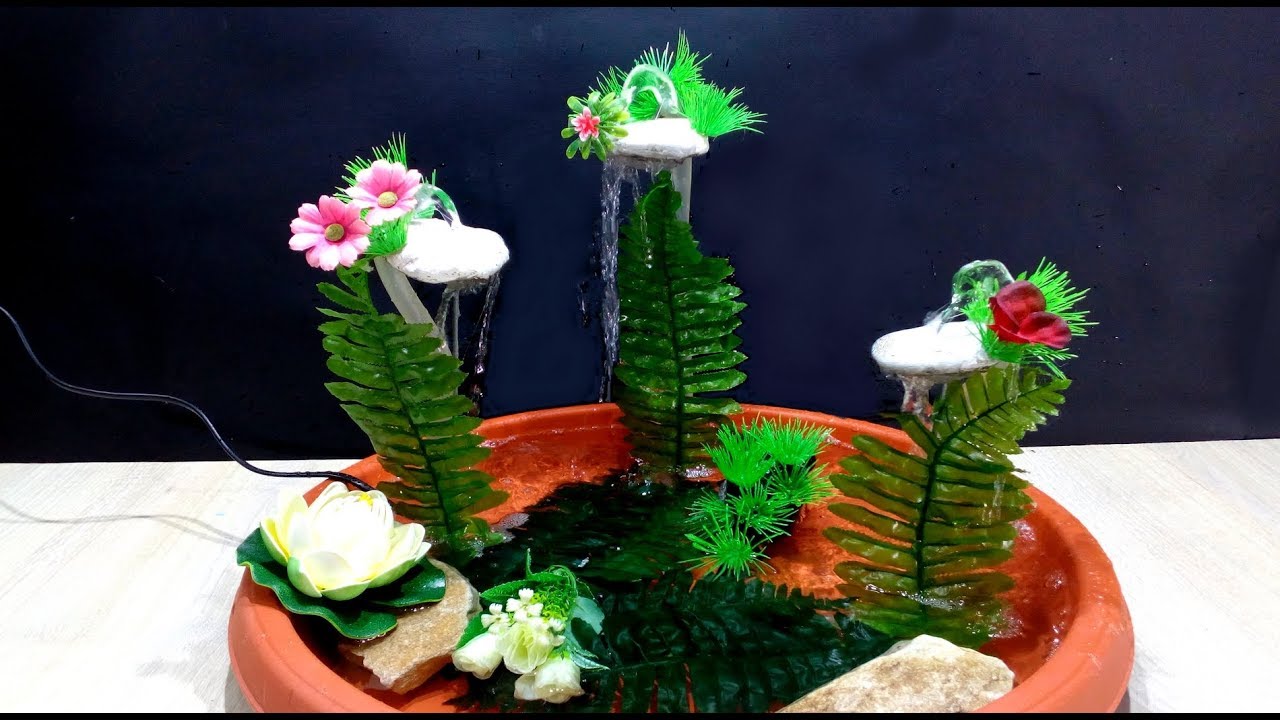 How to make Beautiful Waterfall Fountain for home / DIY - YouTube