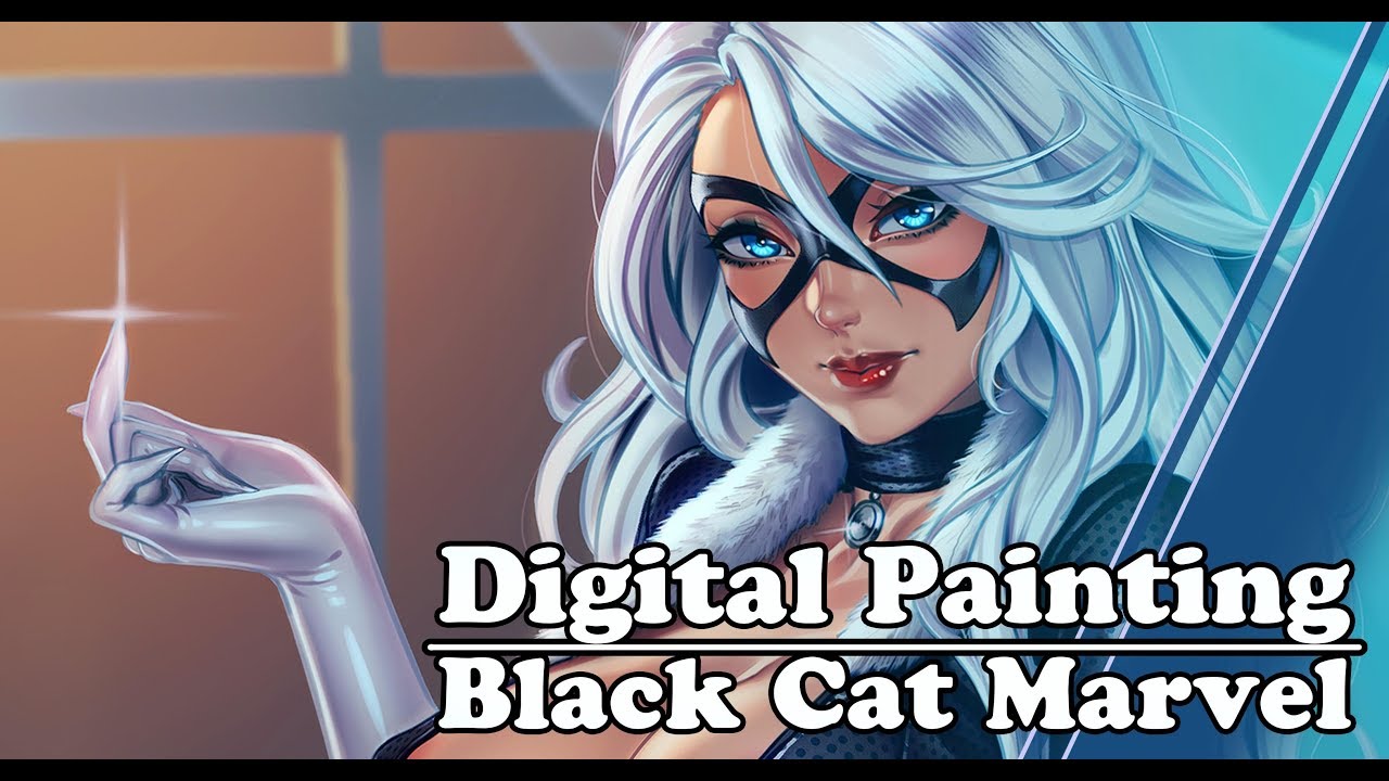 Digital Painting - Black Cat Marvel - YouTube
