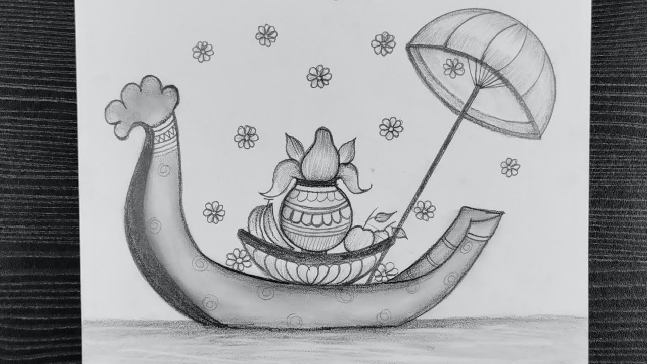 How To Draw Onam Festival Drawing // Onam Festival Scenery Drawing ...