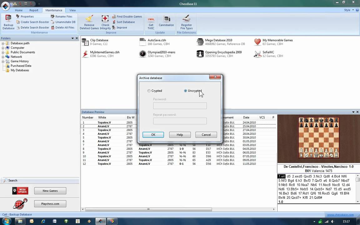 ChessBase 11 Database backup - YouTube