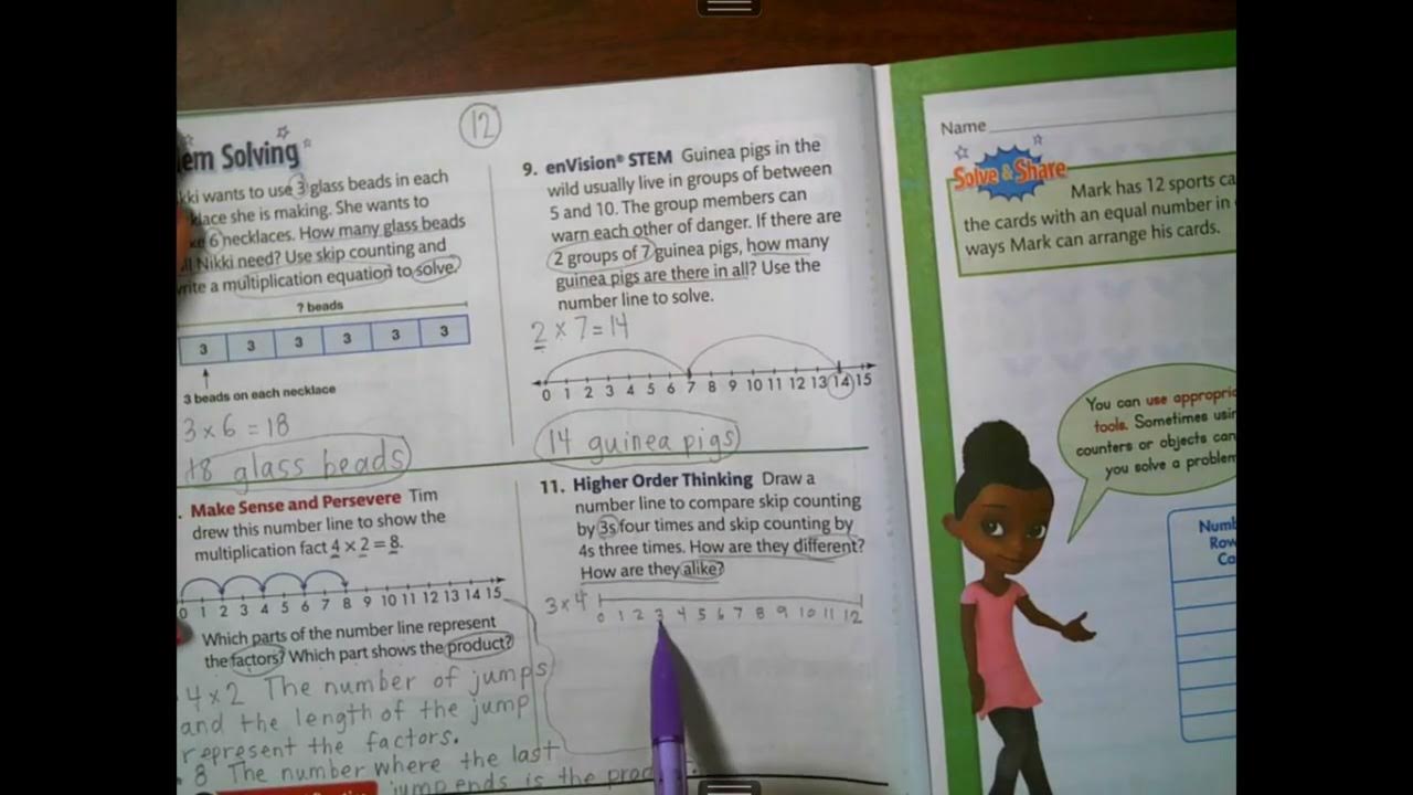 Page 12 Problem Solving 3rd Grade enVision Math Topic 1 Lesson 2 - YouTube