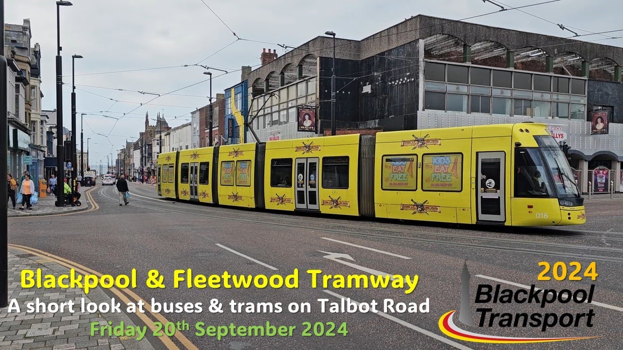 Blackpool & Fleetwood Tramway: short look at buses & trams-Talbot Road ...
