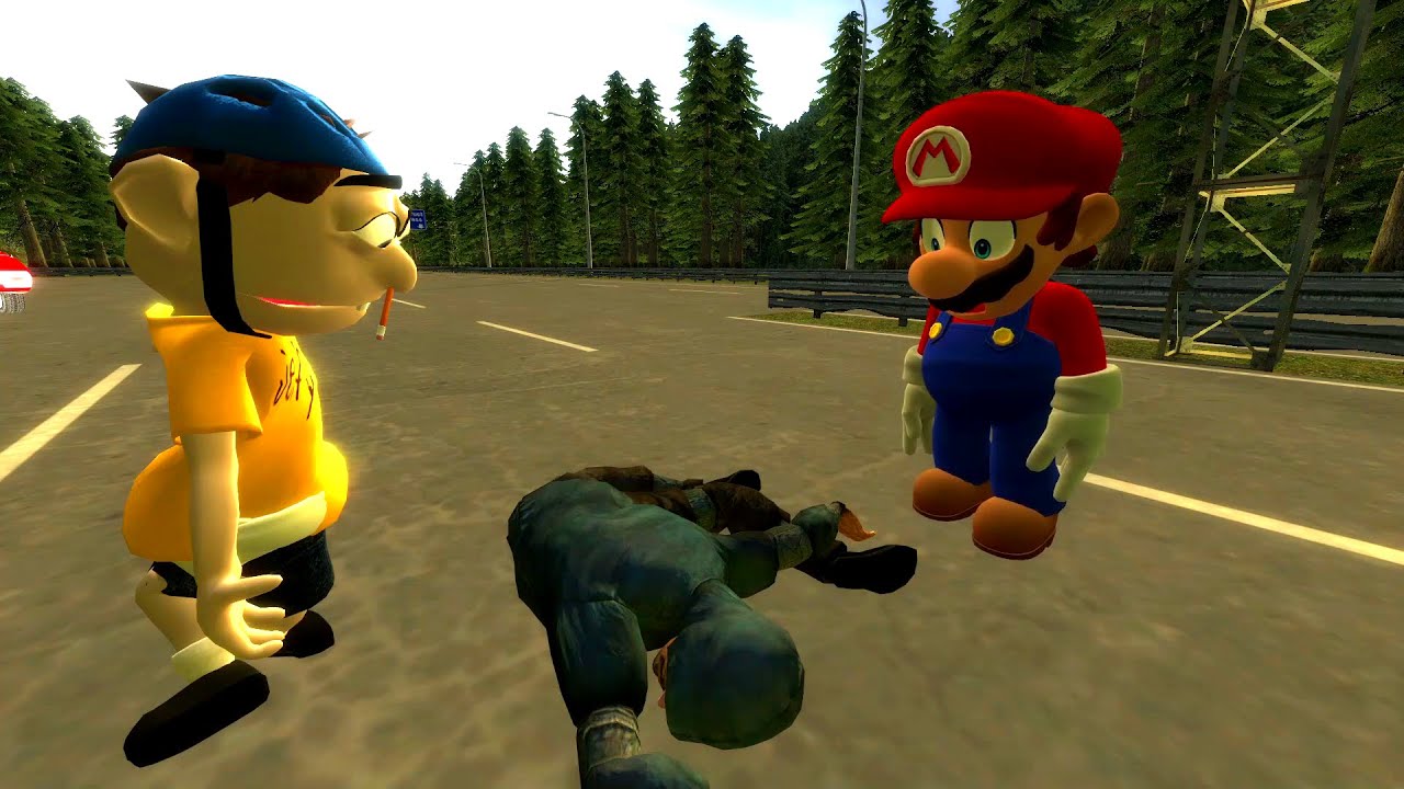 Mario and Jeffy accidently ran over a homeless guy - YouTube