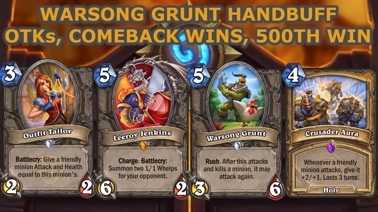 Handbuff Paladin With Warsong Grunt - OTKs, Comeback Wins, Reached ...