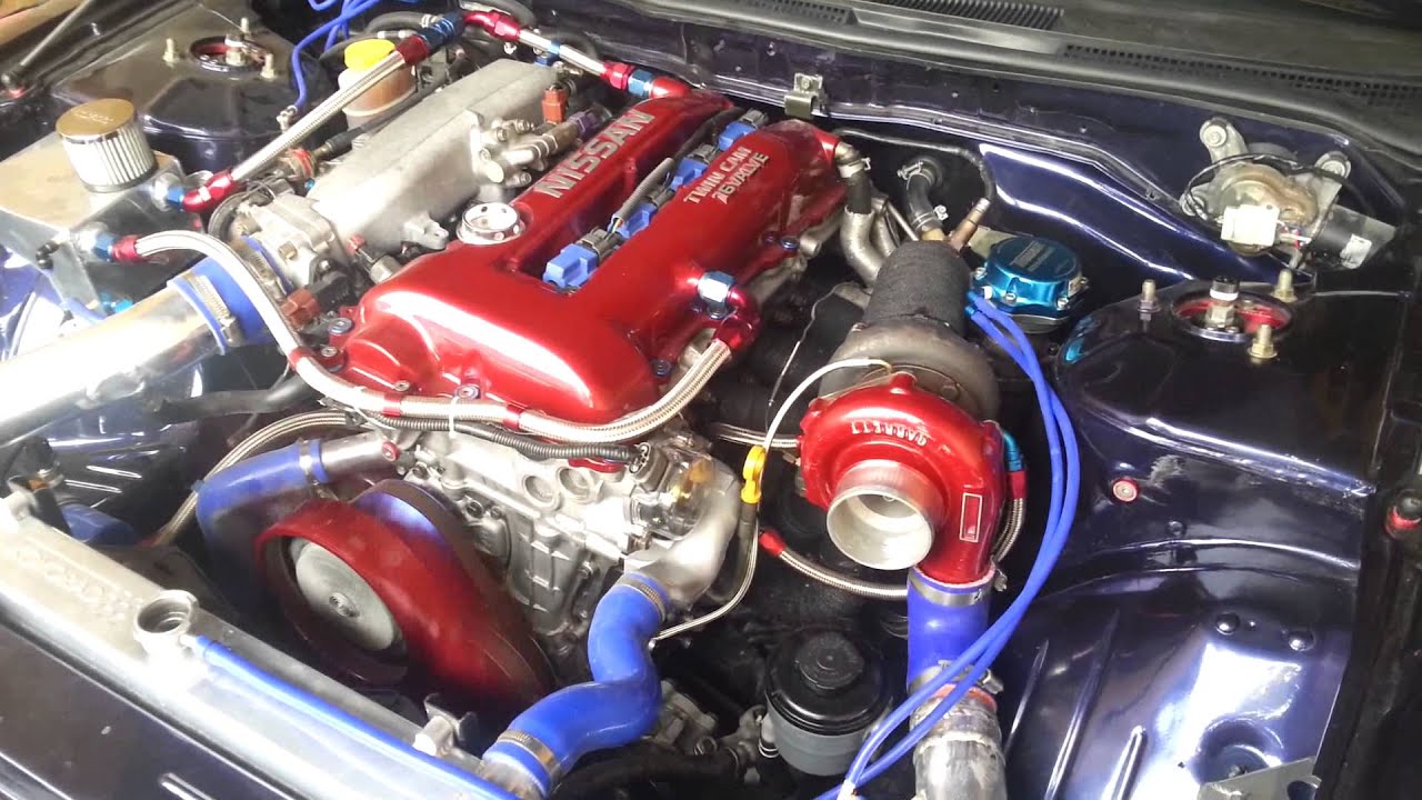 1st start with top mount turbocharger S14a 200sx 240sx sr20det - YouTube