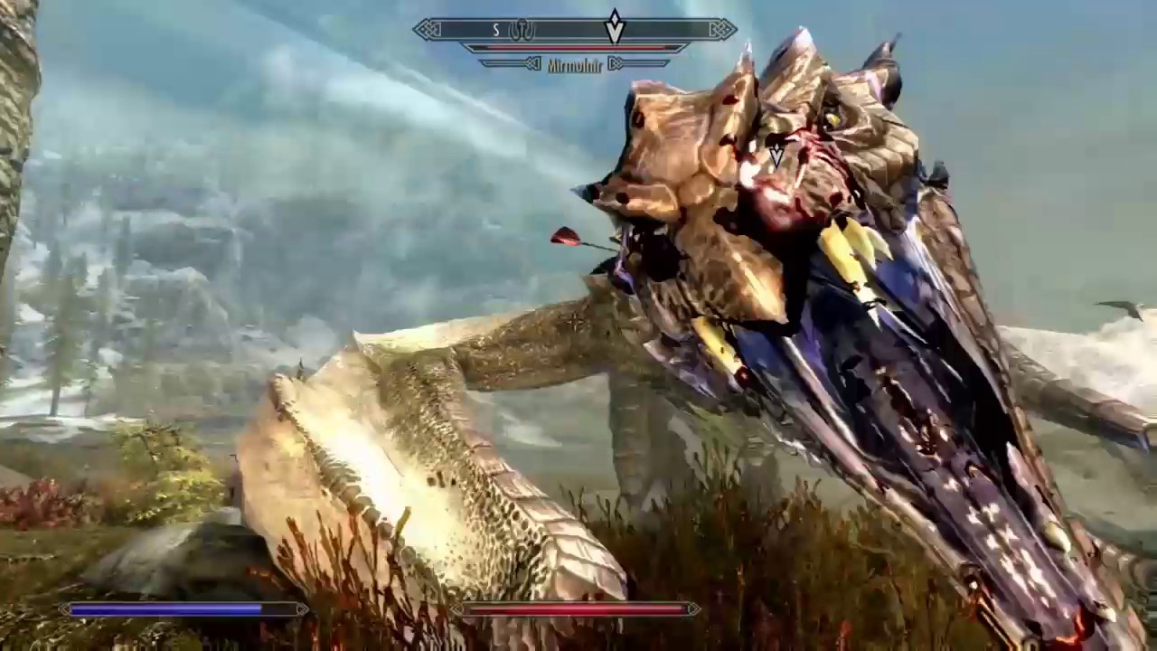 The Elder Scrolls V: Skyrim Special Edition Mirmulnir Fight - YouTube
