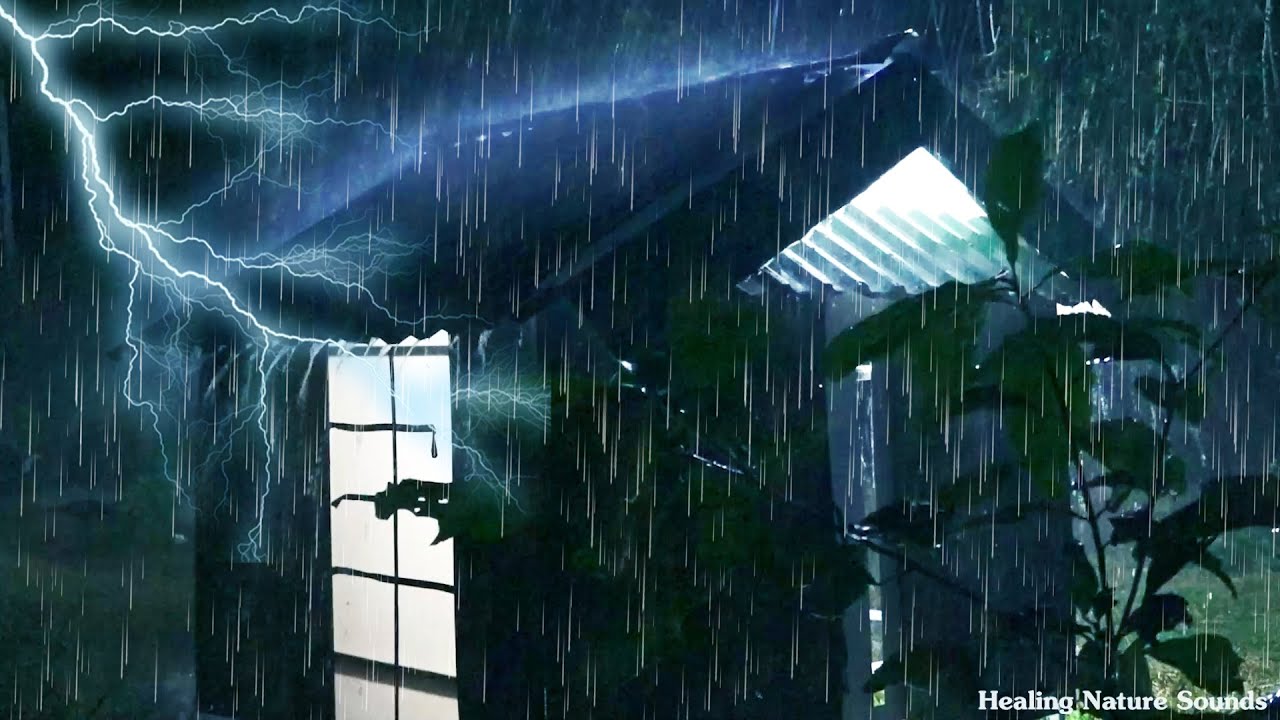 Stormy Night to Sleep Instantly, Deep Sleep | Heavy Rainstorm on Metal ...