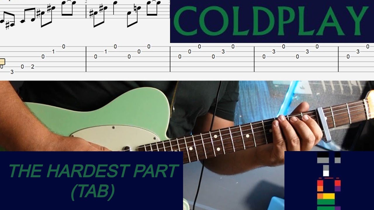 The Hardest Part. Coldplay (Guitar tab - Tutorial) #coldplay # ...