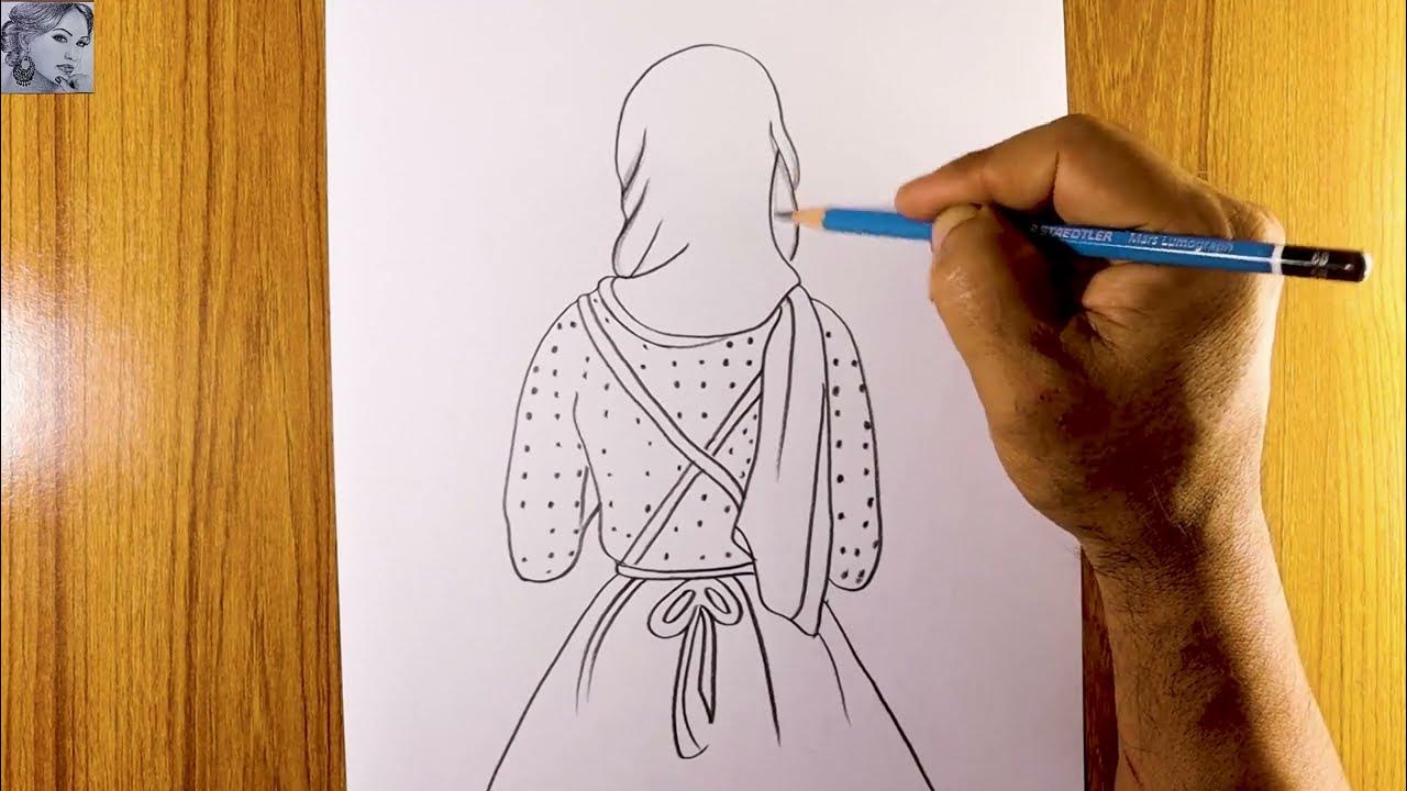 How To Draw Muslim Girl Step By Step Beginners Drawing Muslim Girl Step By Step Youtube