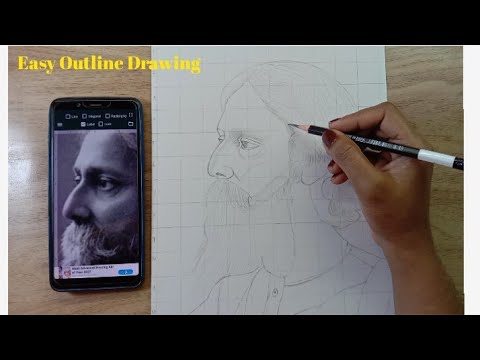 How to Draw Rabindranath Tagore,Outline Drawing Step by Step (Part-1 ...