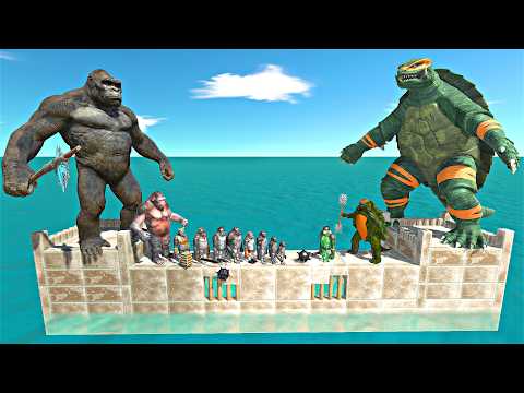 Ninja Turtle Michelangelo Evolution Castle Challenge | Kong & Mutant Primates vs Michelangelo - ARBS