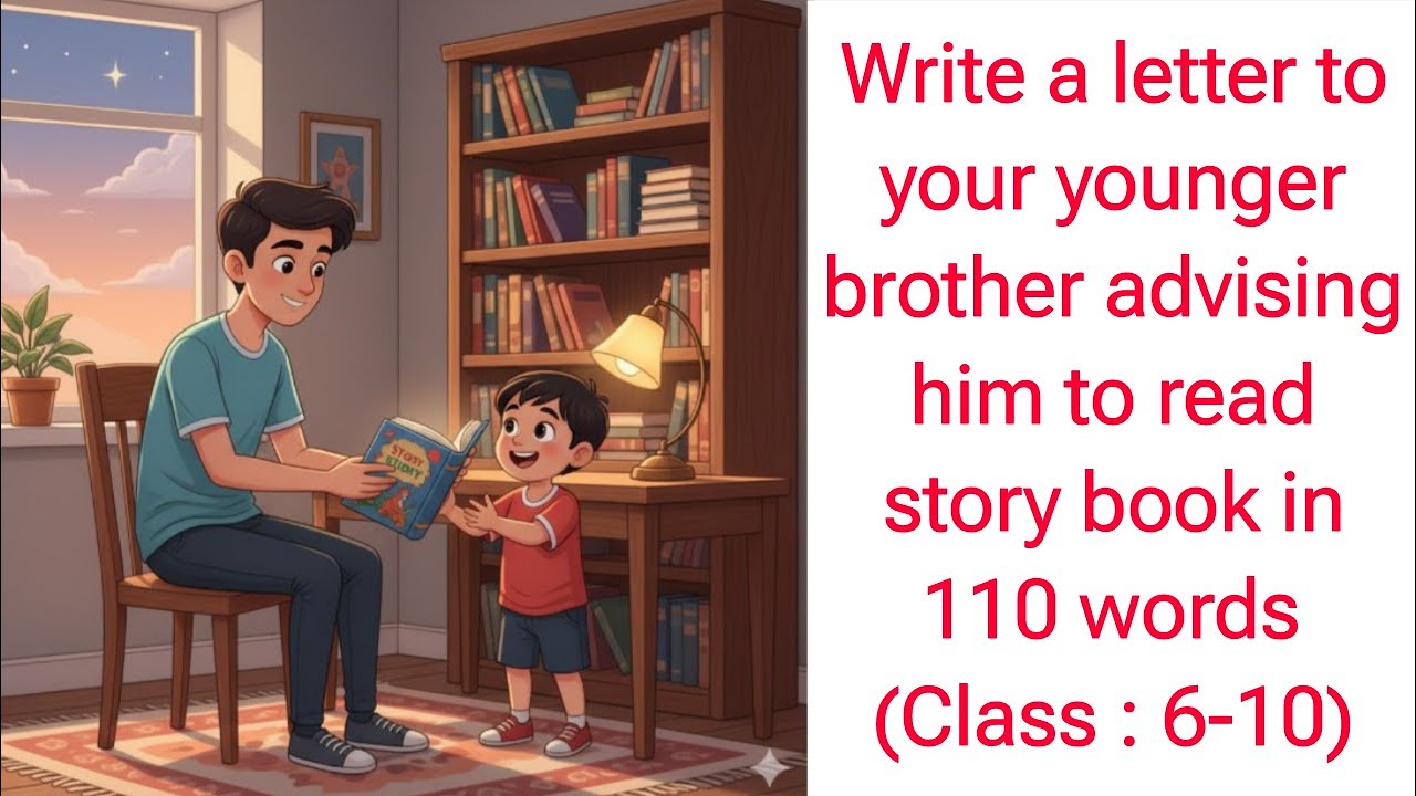 Write a letter to your younger brother advising him to read story book ...