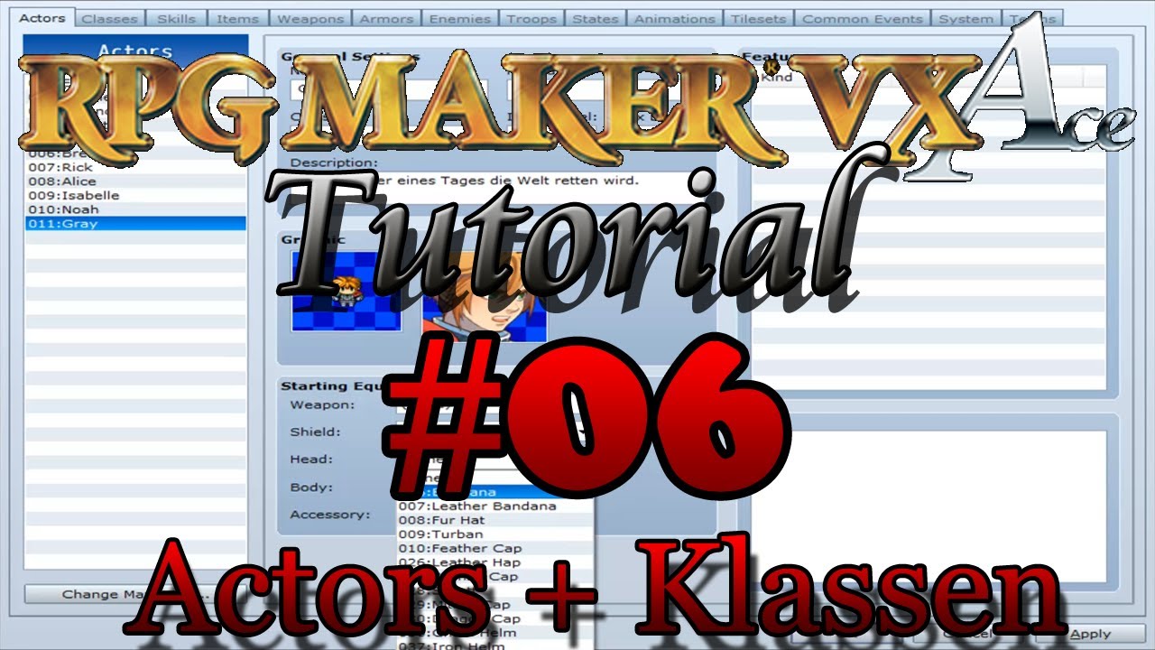 Database: Actors + Klassen #06 RPG Maker VX Ace Tutorial [German] - YouTube