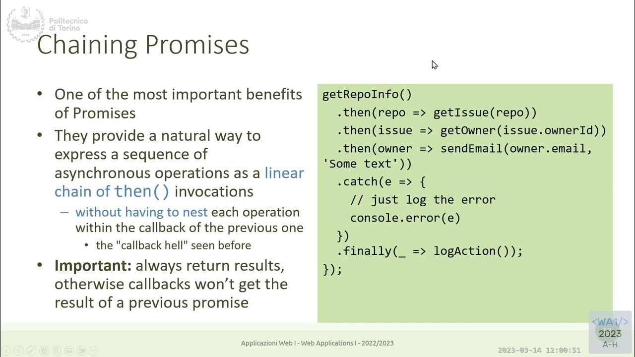 Wa1 2023 L08 Promises Exercise With Sqlite And Promises Youtube