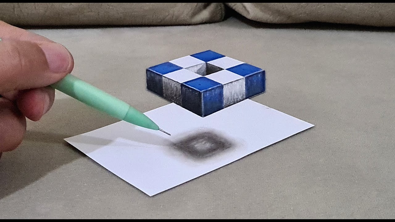easy 3d drawing cube on paper for beginners - YouTube