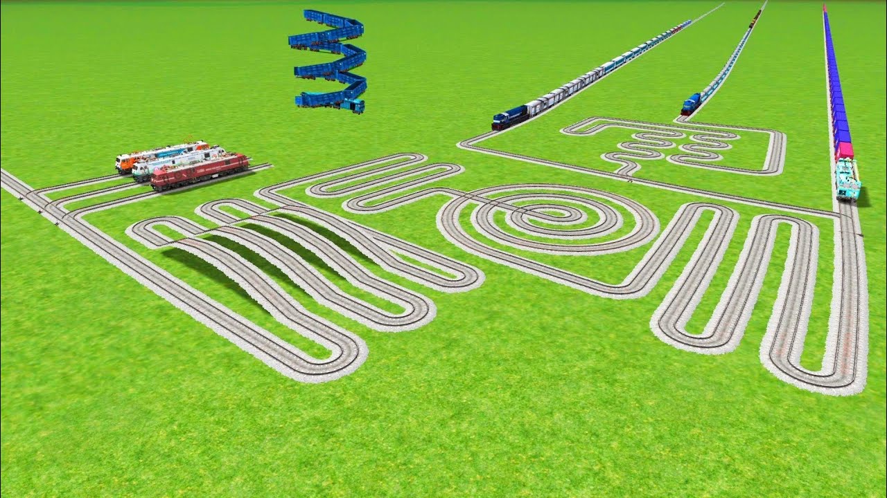 SEVEN RAILS CROSSING AT SQUARE RAILROAD TRACKS BUMPY RAILROAD TRACK ZIG ...