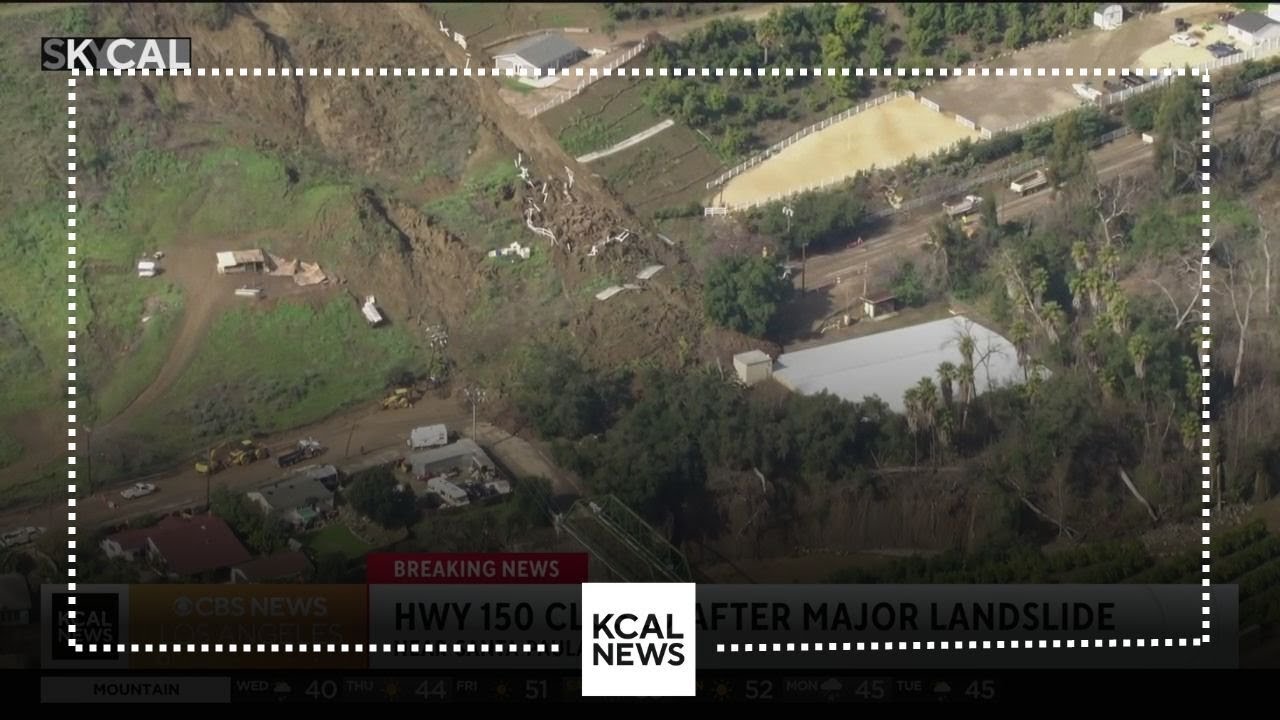 Mudslide closes Hwy 150 in Santa Paula - YouTube